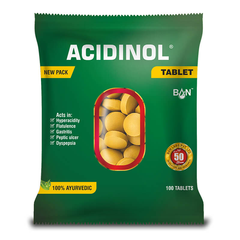 Acidinol Tablet - 100 Tablets - Ban Labs Pvt Ltd